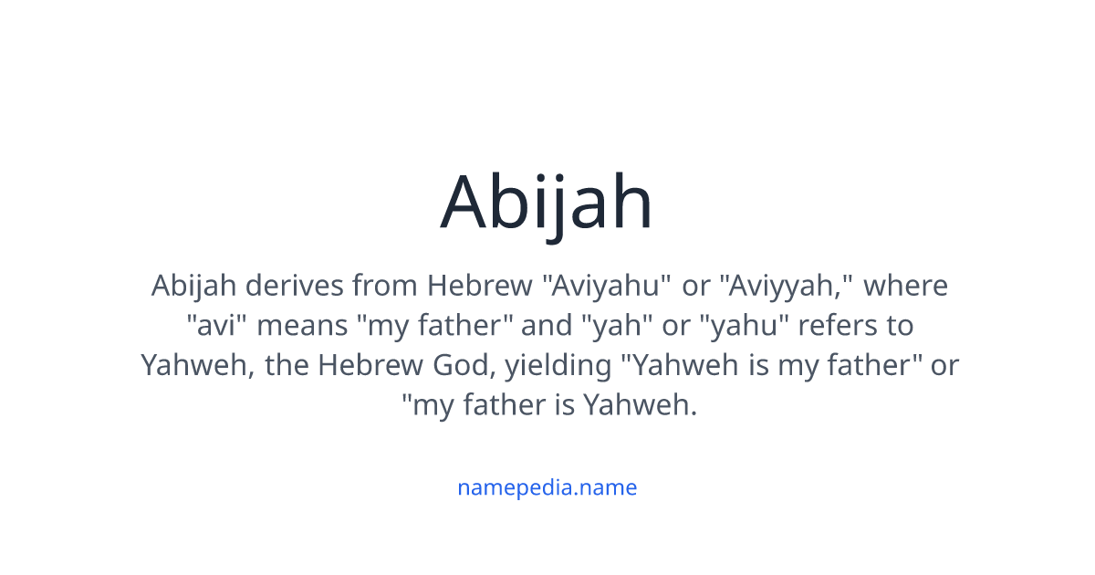 Abijah Meaning, Origin, Nicknames & Popularity | Namepedia