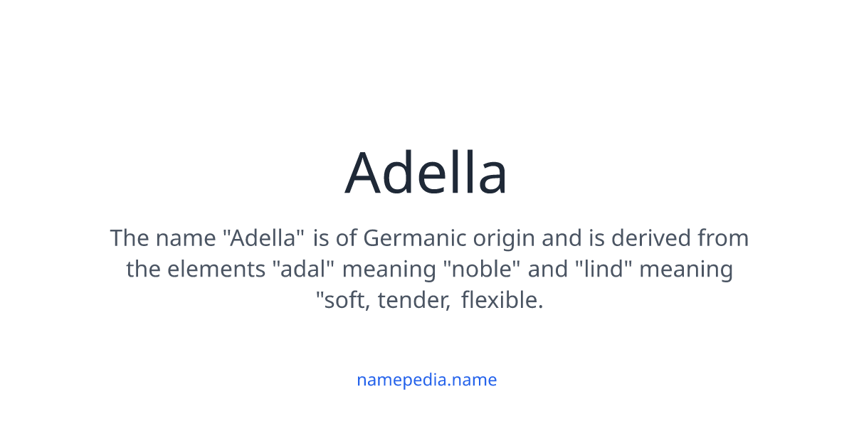 Adella - Meaning, Nicknames, Origins and More | Namepedia