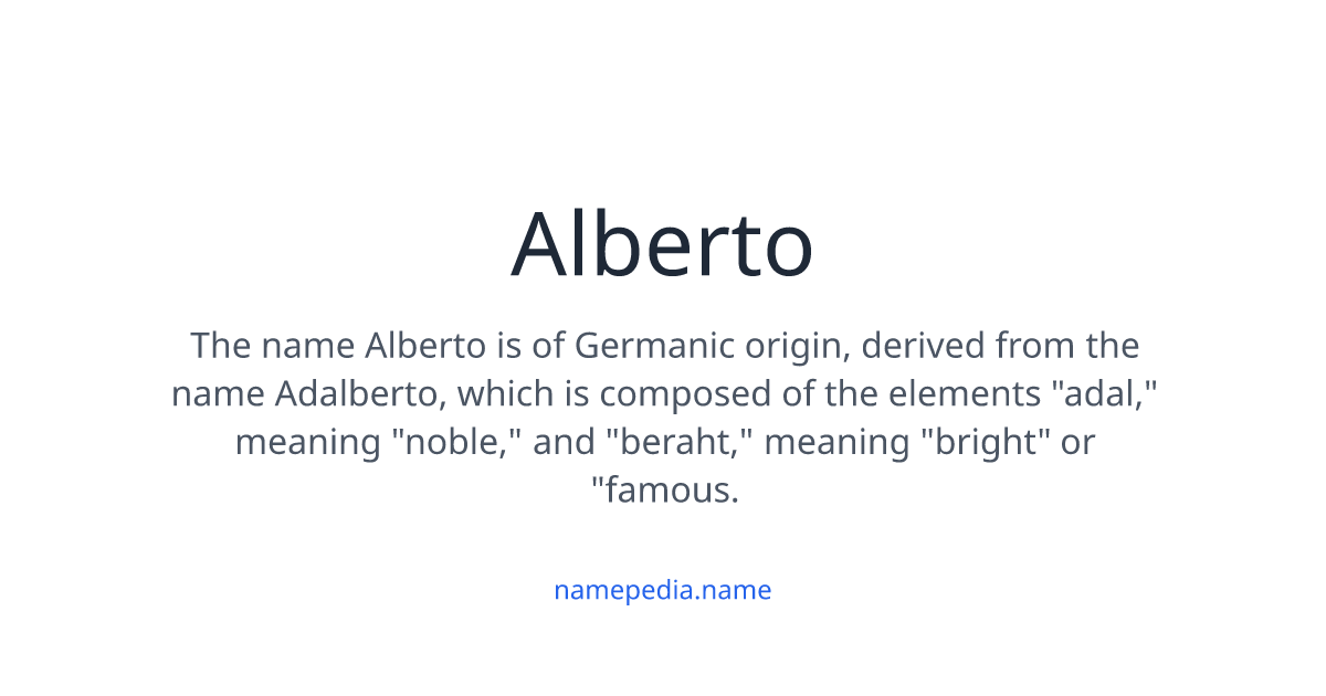 Alberto - Meaning, Nicknames, Origins and More | Namepedia