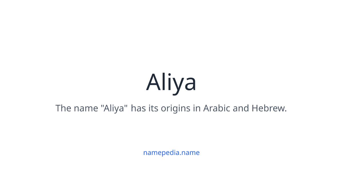 Aliya - Meaning, Nicknames, Origins and More | Namepedia