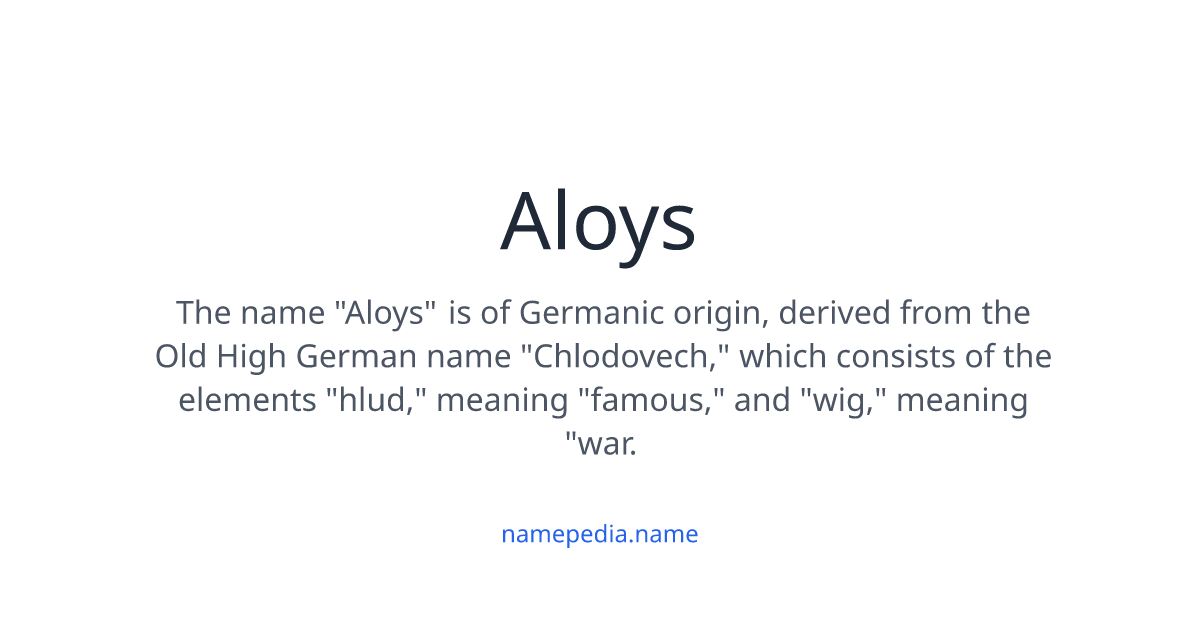 Aloys - Meaning, Nicknames, Origins and More | Namepedia