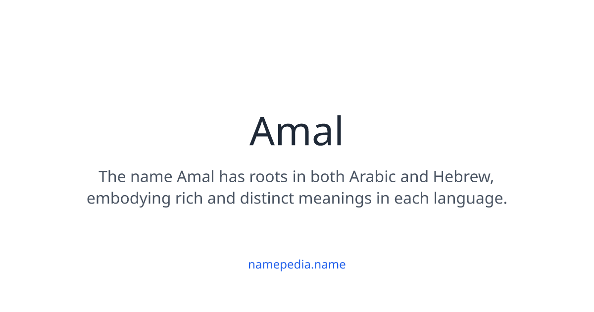 Amal - Meaning, Nicknames, Origins and More | Namepedia