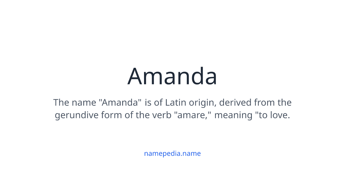 Amanda - Meaning, Nicknames, Origins and More | Namepedia