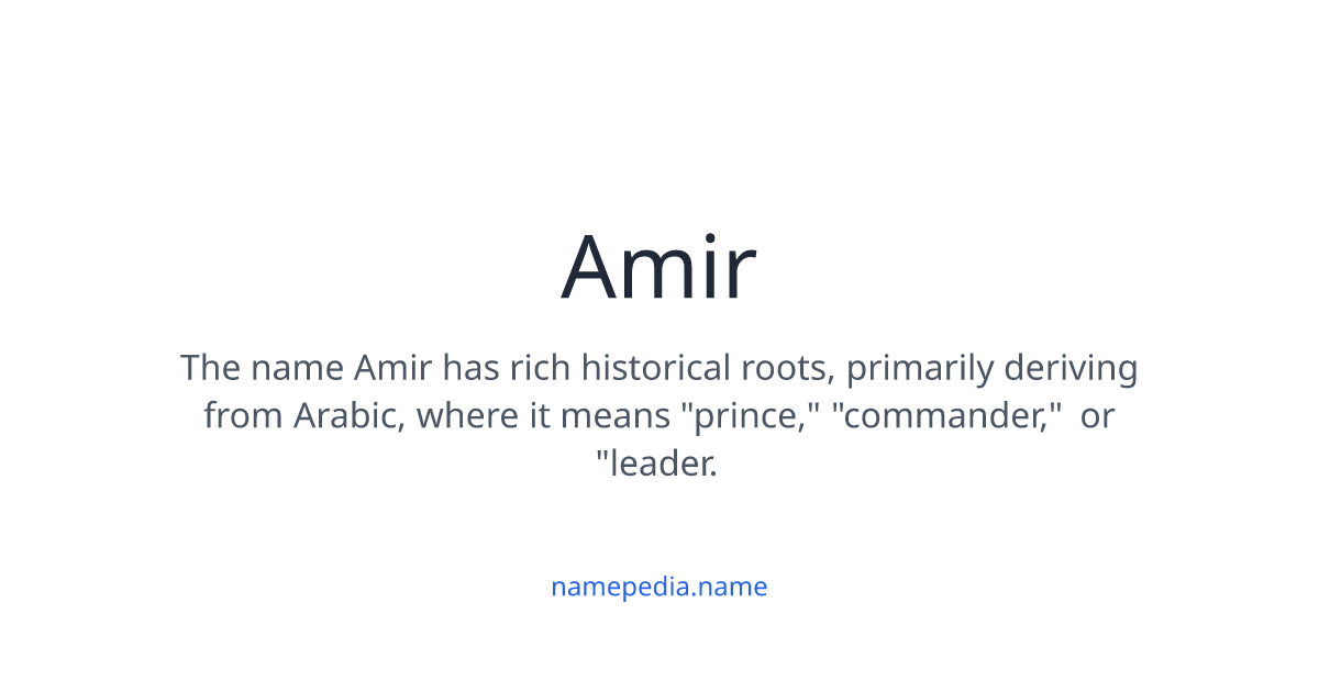 Amir - Meaning, Nicknames, Origins and More | Namepedia
