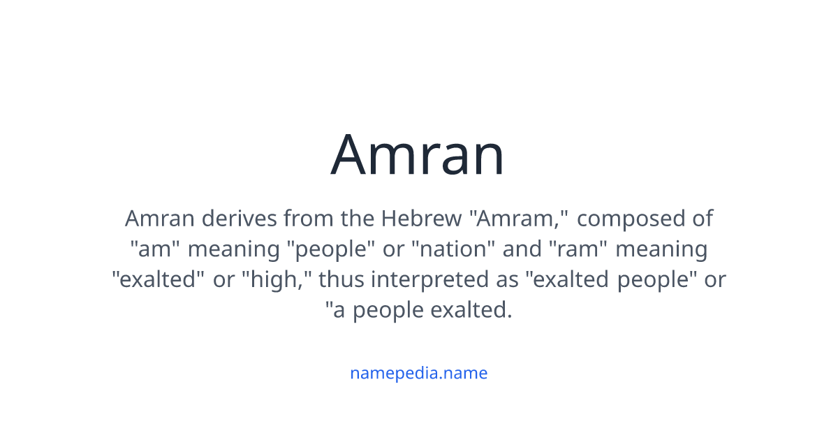 Amran Meaning, Origin, Nicknames & Popularity | Namepedia