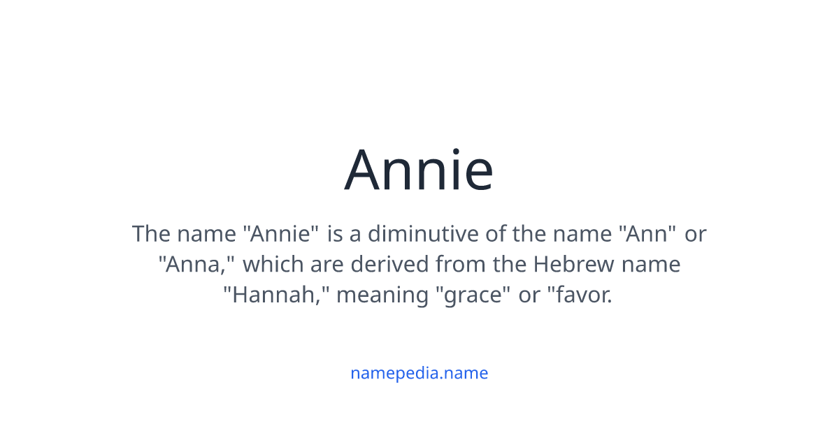 Annie - Meaning, Nicknames, Origins and More | Namepedia