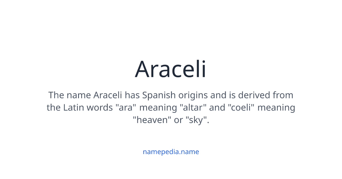 Araceli - Meaning, Nicknames, Origins and More | Namepedia