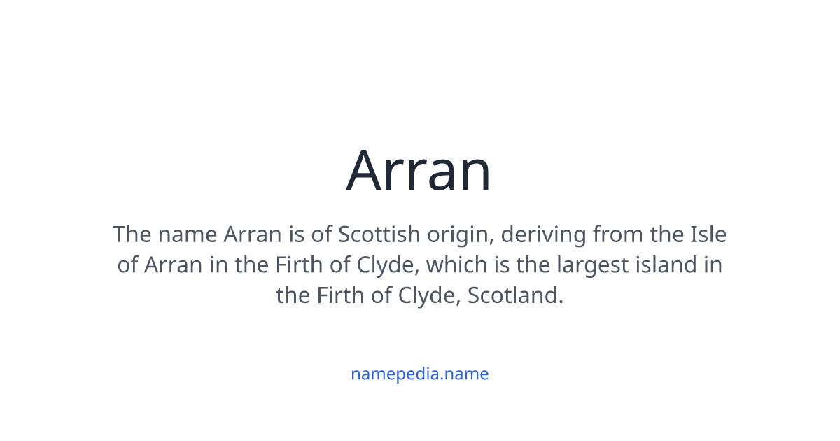 Arran Meaning, Origin, Nicknames & Popularity | Namepedia
