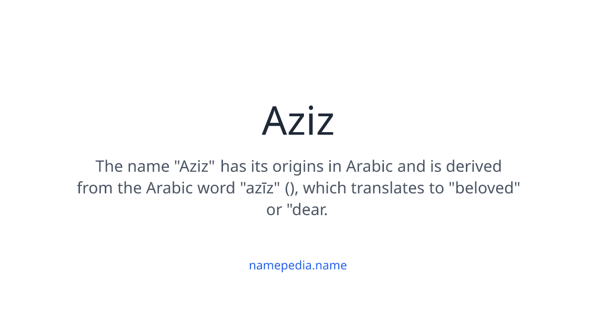 Aziz - Meaning, Nicknames, Origins and More | Namepedia