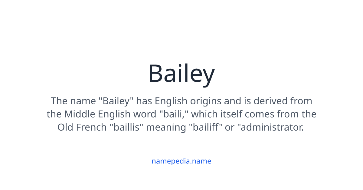 Bailey - Meaning, Nicknames, Origins and More | Namepedia