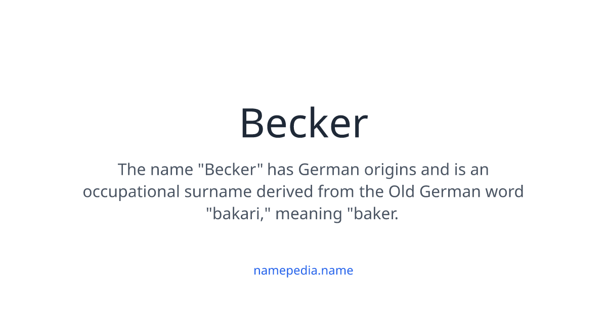 Becker - Meaning, Nicknames, Origins and More | Namepedia