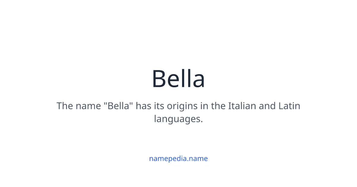 Bella - Meaning, Nicknames, Origins and More | Namepedia