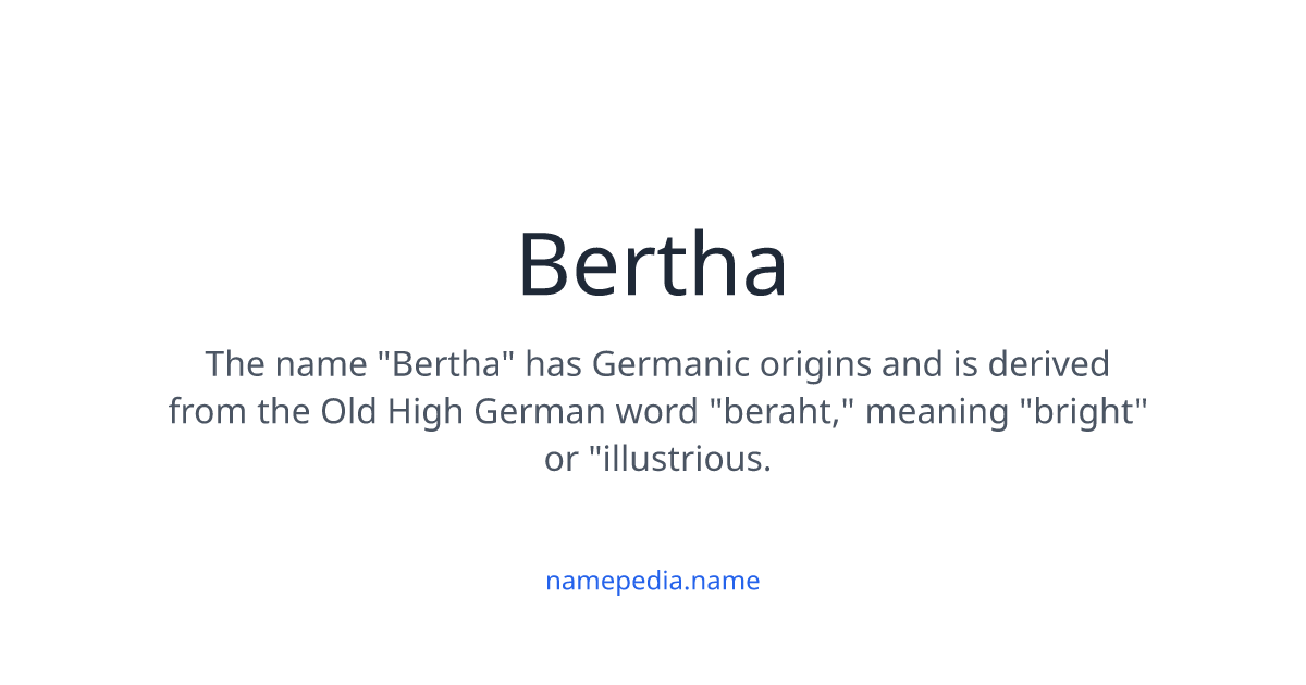 Bertha Meaning, Origin, Nicknames & Popularity | Namepedia