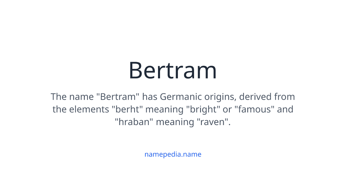 Bertram - Meaning, Nicknames, Origins and More | Namepedia