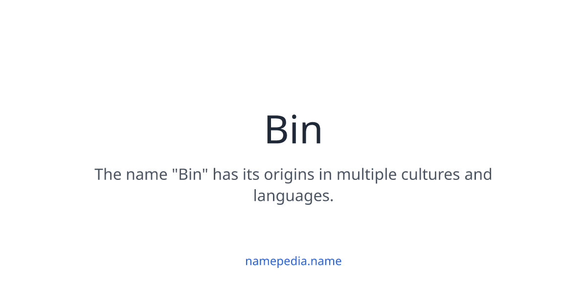 Bin - Meaning, Nicknames, Origins and More | Namepedia