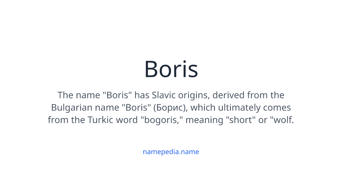 Boris - Meaning, Nicknames, Origins and More | Namepedia