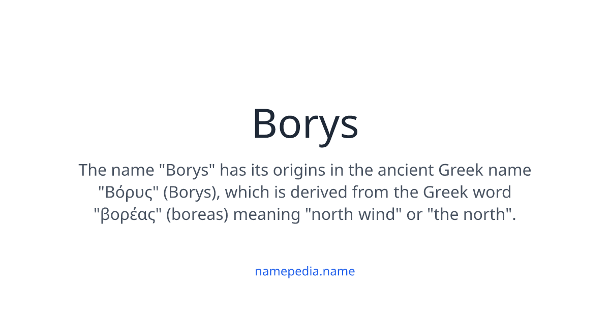 Borys - Meaning, Nicknames, Origins and More | Namepedia