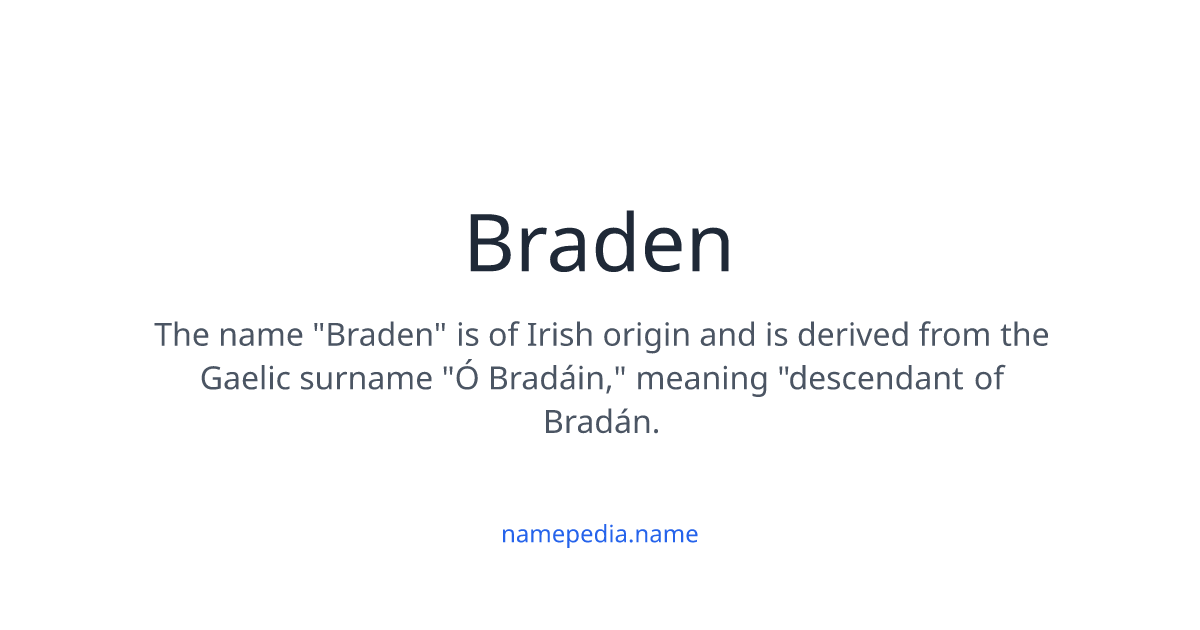 Braden Meaning, Origin, Nicknames & Popularity | Namepedia