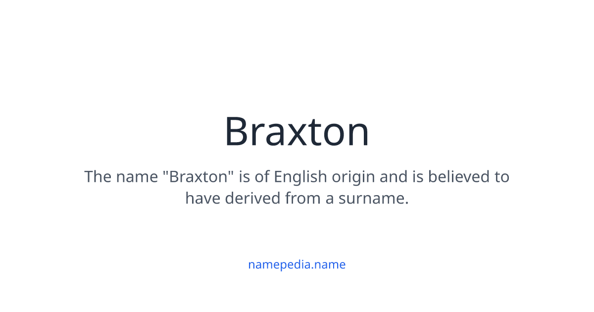 Braxton - Meaning, Nicknames, Origins and More | Namepedia