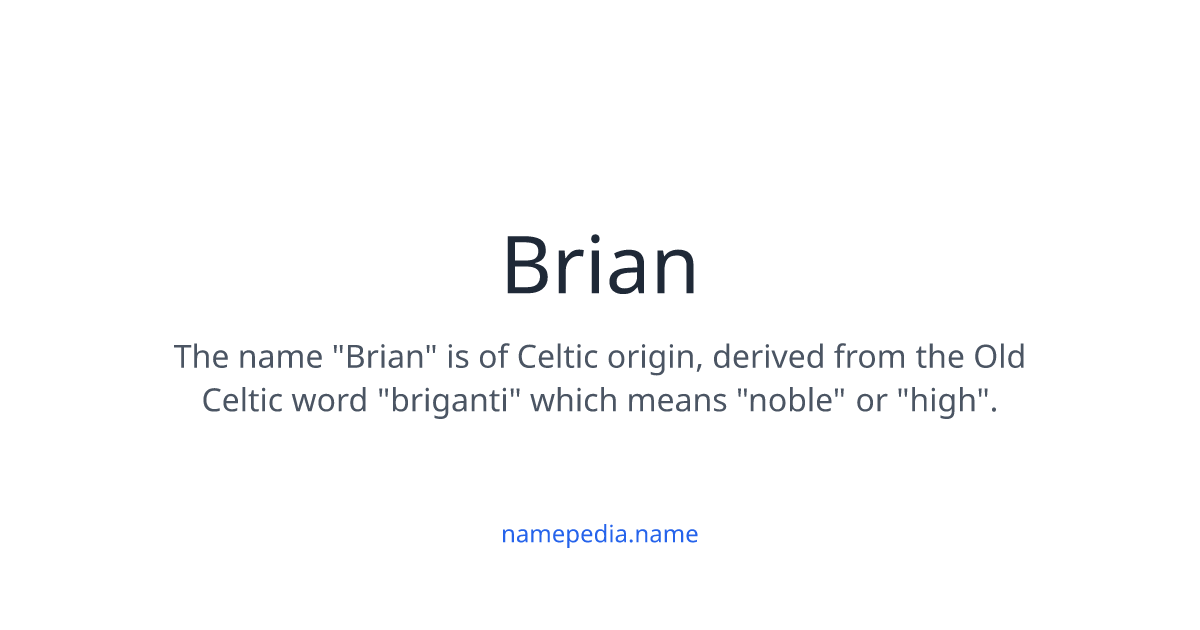 Brian - Meaning, Nicknames, Origins and More | Namepedia