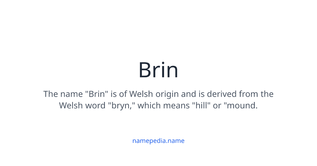 Brin Meaning, Origin, Nicknames & Popularity | Namepedia