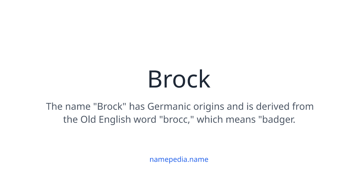 Brock Meaning, Origin, Nicknames & Popularity | Namepedia