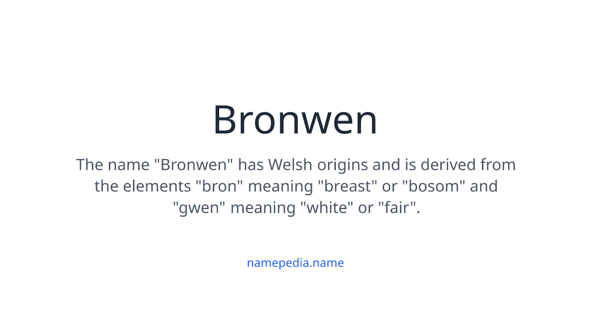 Bronwen - Meaning, Nicknames, Origins and More | Namepedia