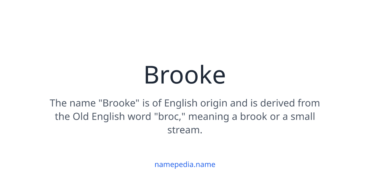 Brooke - Meaning, Nicknames, Origins and More | Namepedia