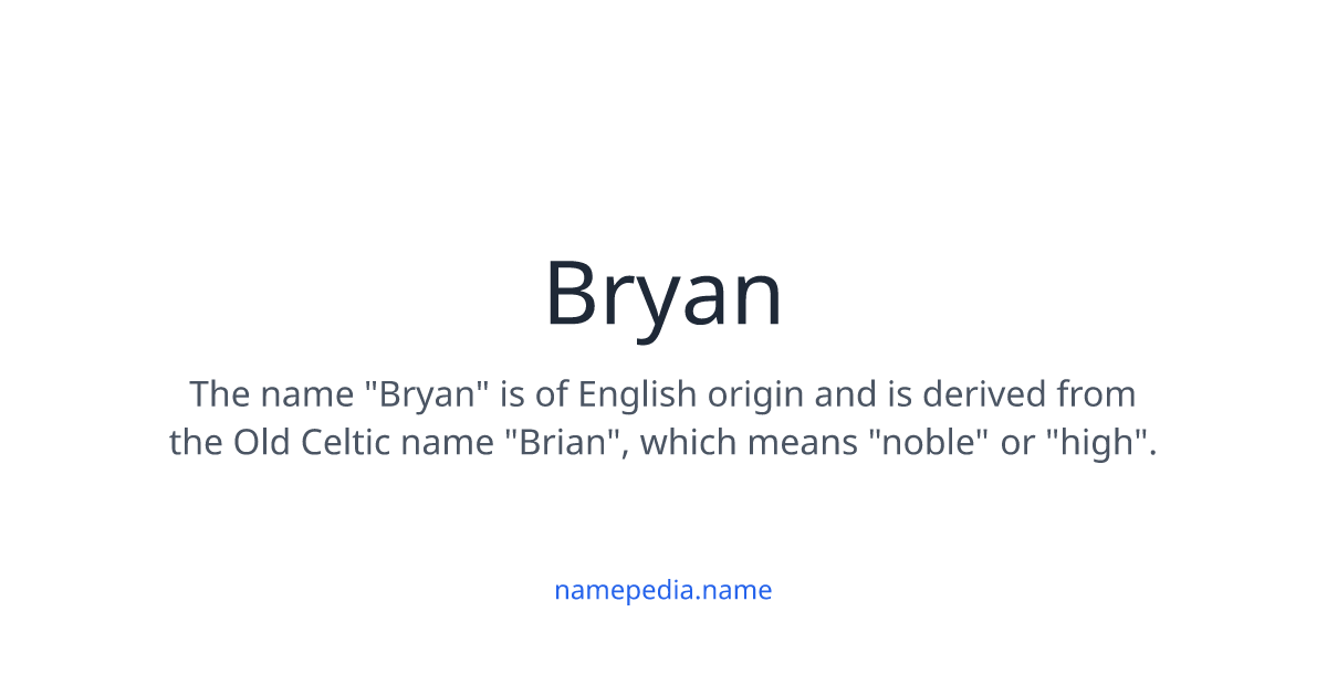 Bryan - Meaning, Nicknames, Origins and More | Namepedia