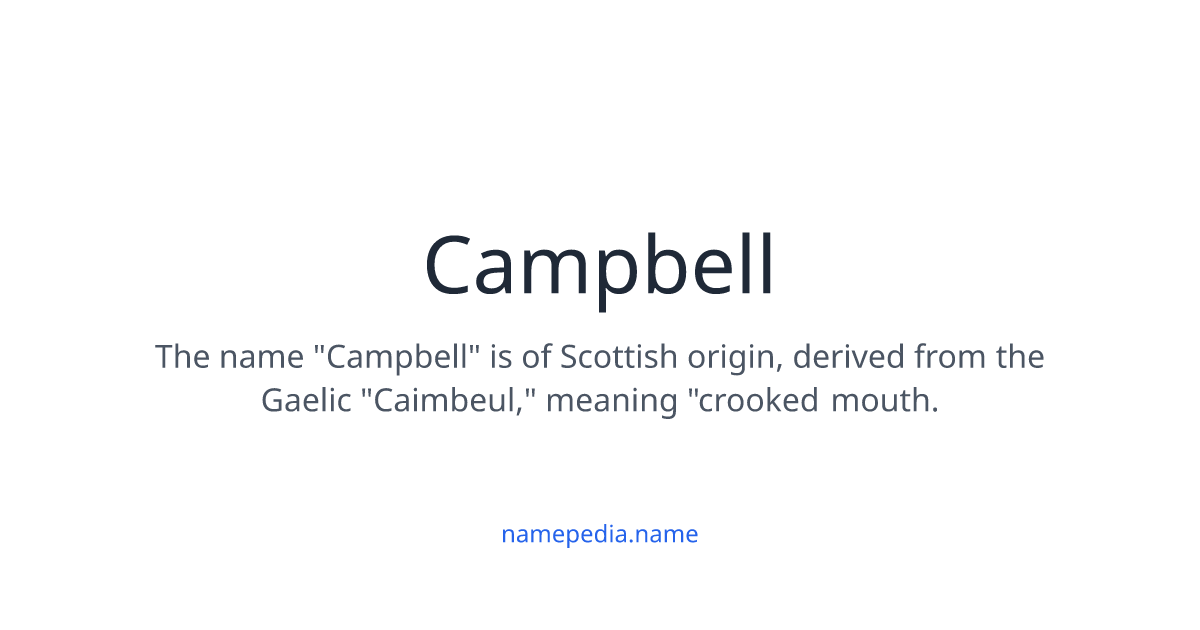 Campbell - Meaning, Nicknames, Origins and More | Namepedia
