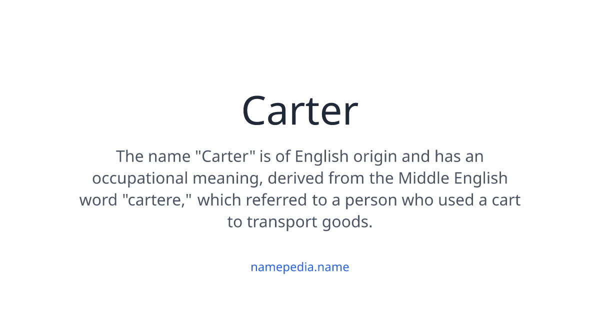 Carter - Meaning, Nicknames, Origins and More | Namepedia