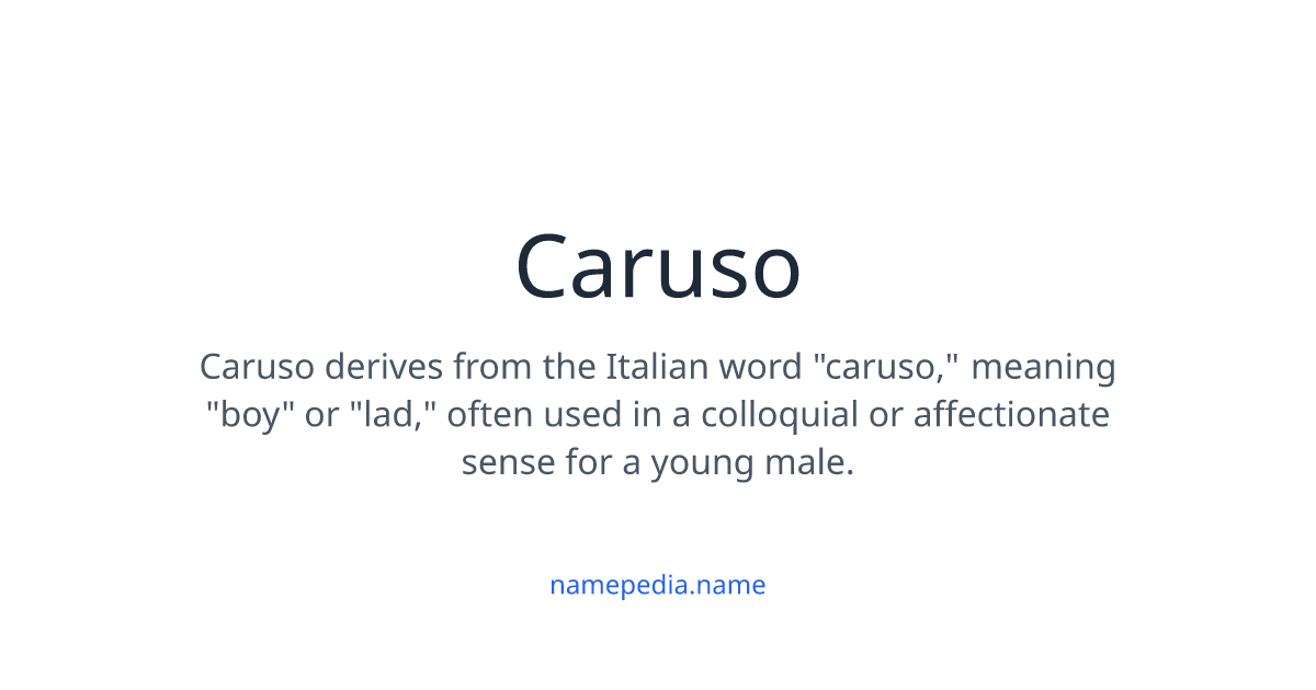 Caruso Meaning, Origin, Nicknames & Popularity | Namepedia