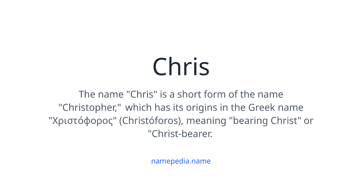 Chris - Meaning, Nicknames, Origins and More | Namepedia
