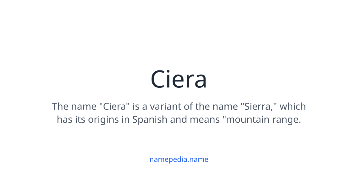 Ciera - Meaning, Nicknames, Origins and More | Namepedia