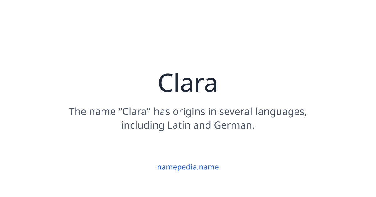 Clara - Meaning, Nicknames, Origins and More | Namepedia