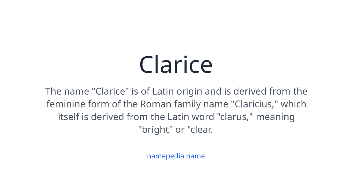 Clarice - Meaning, Nicknames, Origins and More | Namepedia