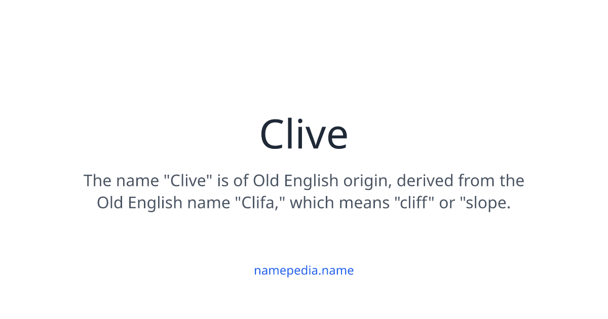 Clive - Meaning, Nicknames, Origins and More | Namepedia