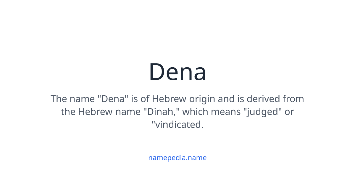 Dena - Meaning, Nicknames, Origins and More | Namepedia