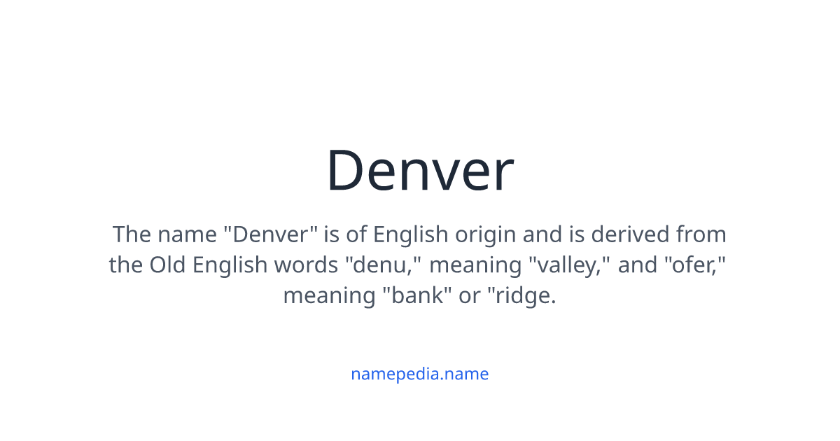 Denver - Meaning, Nicknames, Origins and More | Namepedia