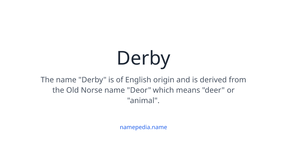 Derby - Meaning, Nicknames, Origins and More | Namepedia
