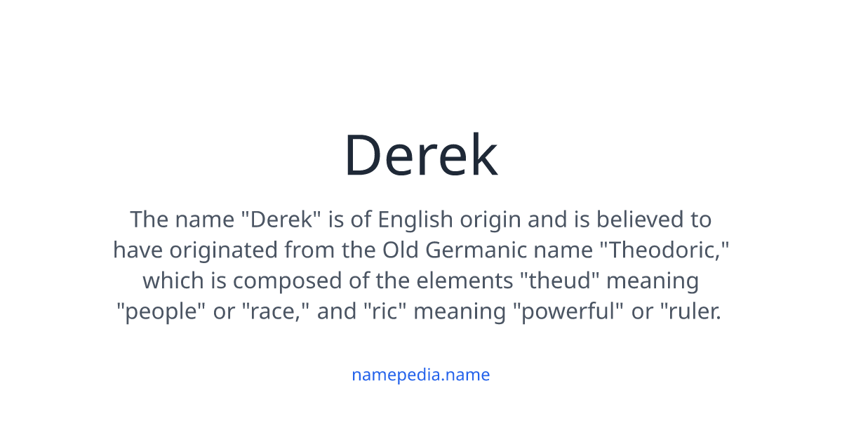 Derek - Meaning, Nicknames, Origins and More | Namepedia