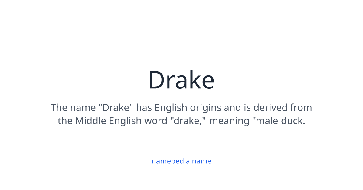 Drake - Meaning, Nicknames, Origins and More | Namepedia