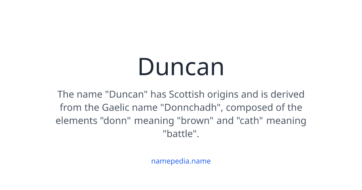 Duncan - Meaning, Nicknames, Origins and More | Namepedia
