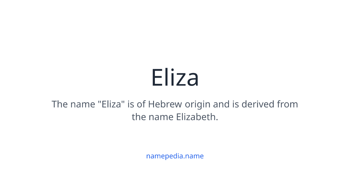 Eliza - Meaning, Nicknames, Origins and More | Namepedia