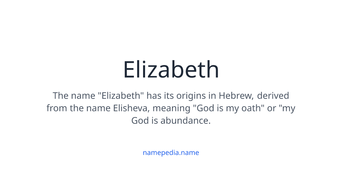 Elizabeth - Meaning, Nicknames, Origins and More | Namepedia