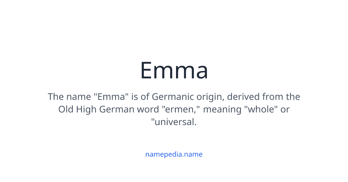 Emma - Meaning, Nicknames, Origins and More | Namepedia