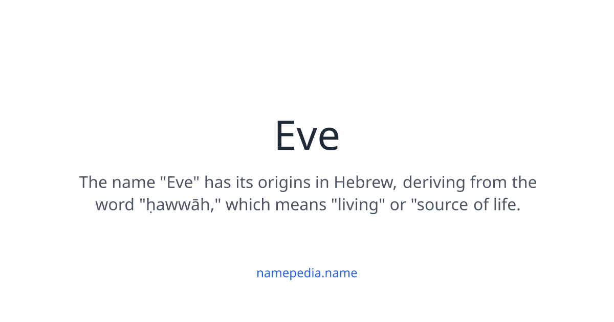 Eve - Meaning, Nicknames, Origins and More | Namepedia