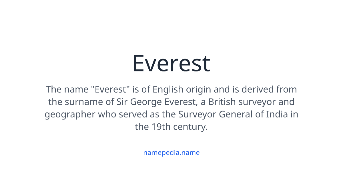 Everest - Meaning, Nicknames, Origins and More | Namepedia