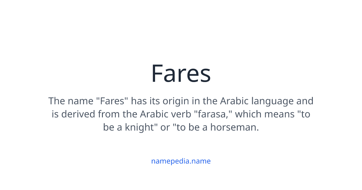 Fares Meaning, Origin, Nicknames & Popularity | Namepedia