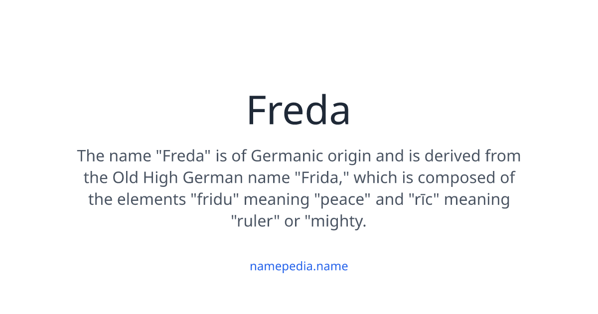 Freda - Meaning, Nicknames, Origins and More | Namepedia
